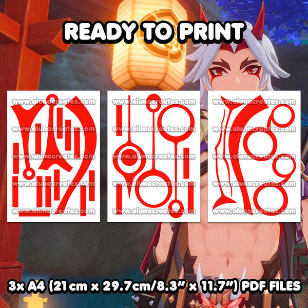 Arataki Itto - Genshin Impact | READY TO PRINT .PDF TATTOOS | FULL SET ...